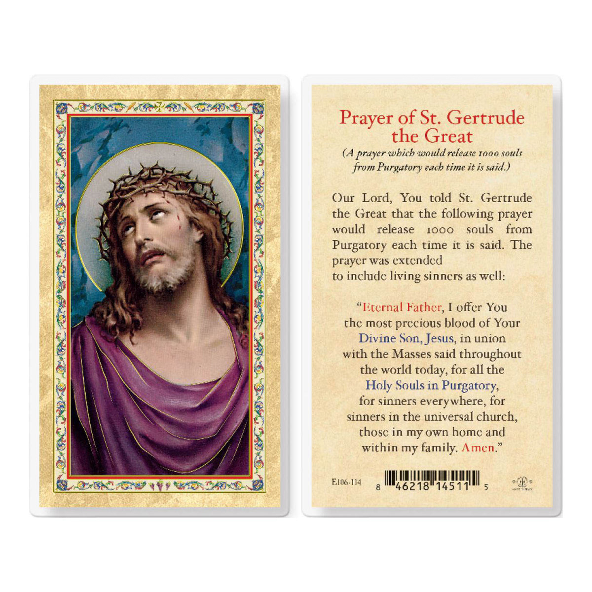 Prayer of St. Gertrude the Great Holy Cards E24-114 – In His Name Store