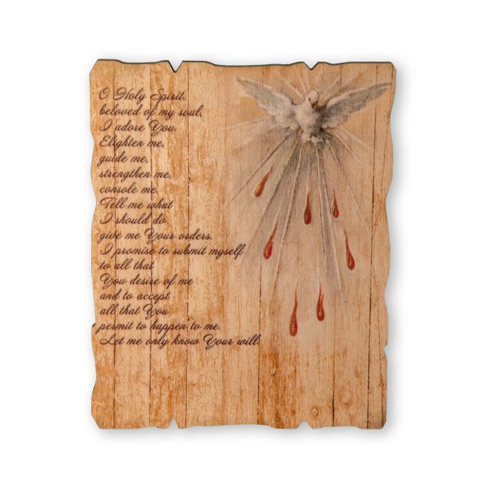 Holy Spirit Vintage Wood Plaque from Italy 2547-651 – In His Name Store