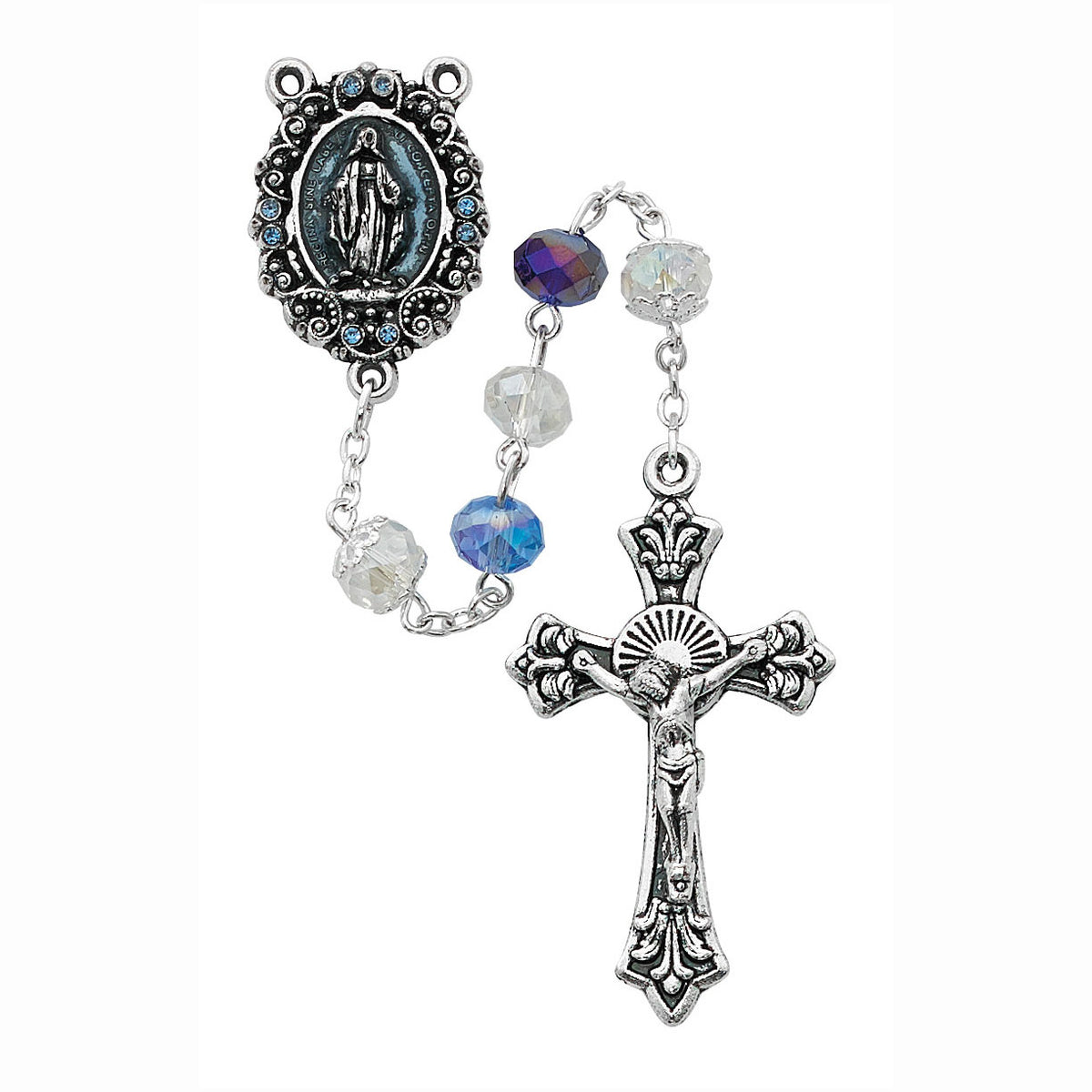 Deluxe Multi Blue and Crystal Rosary – In His Name Store